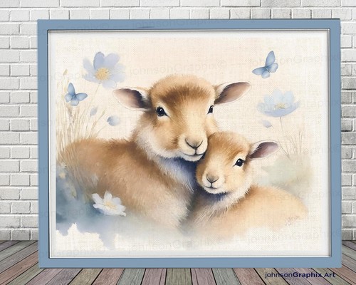 Baby Lambs Nursery Wall Art Print, Baby Sheep Art Print, Animal Nursery ...
