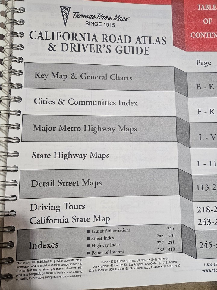 Thomas Guide 1999 California Road Atlas and Driver's Guide Spiral Map ...