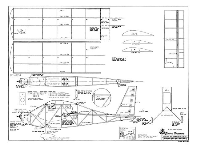 Electric Buttercup 50" Wingspan RC Model Airplane Printed Plans ...