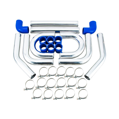 Universal Aluminum Intercooler Turbo Pipe Piping Kits 2.5" 64mm W/Blue ...