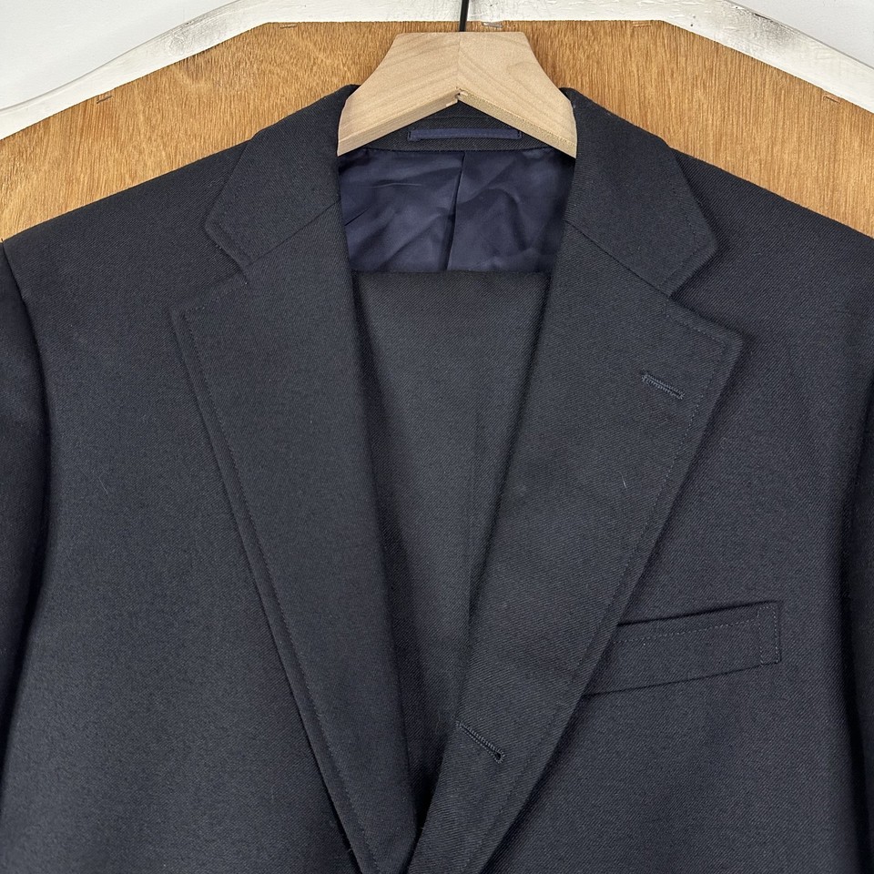 J Press Suit Mens 38R Navy Blue 2 Button Peppin Merino Flannel Wool ...