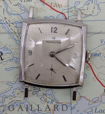 Vtg Hamilton Talbot Rectangle White Gold Filled Men's Mechanical Watch ...