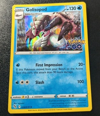 Pokemon Go Golisopod Holo Rare Card 026/078 LP | eBay