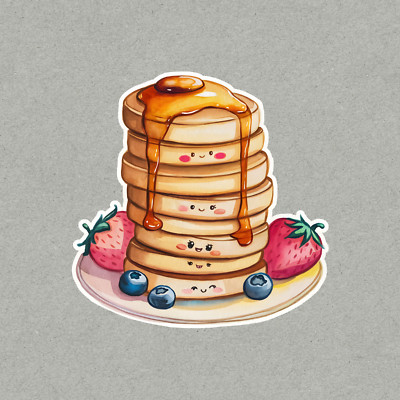Cute Kawaii Pancake Stack Sticker - Breakfast Food Art Decal #732 | eBay