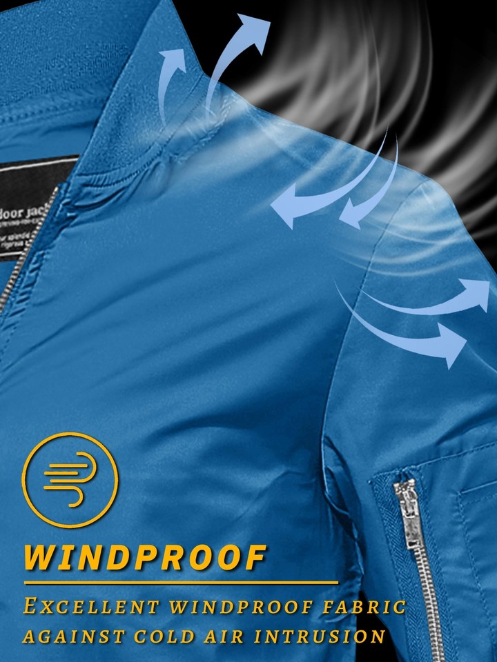 Men's Lightweight Bomber Jacket Spring Fall Thin Casual Coat Full-Zip ...