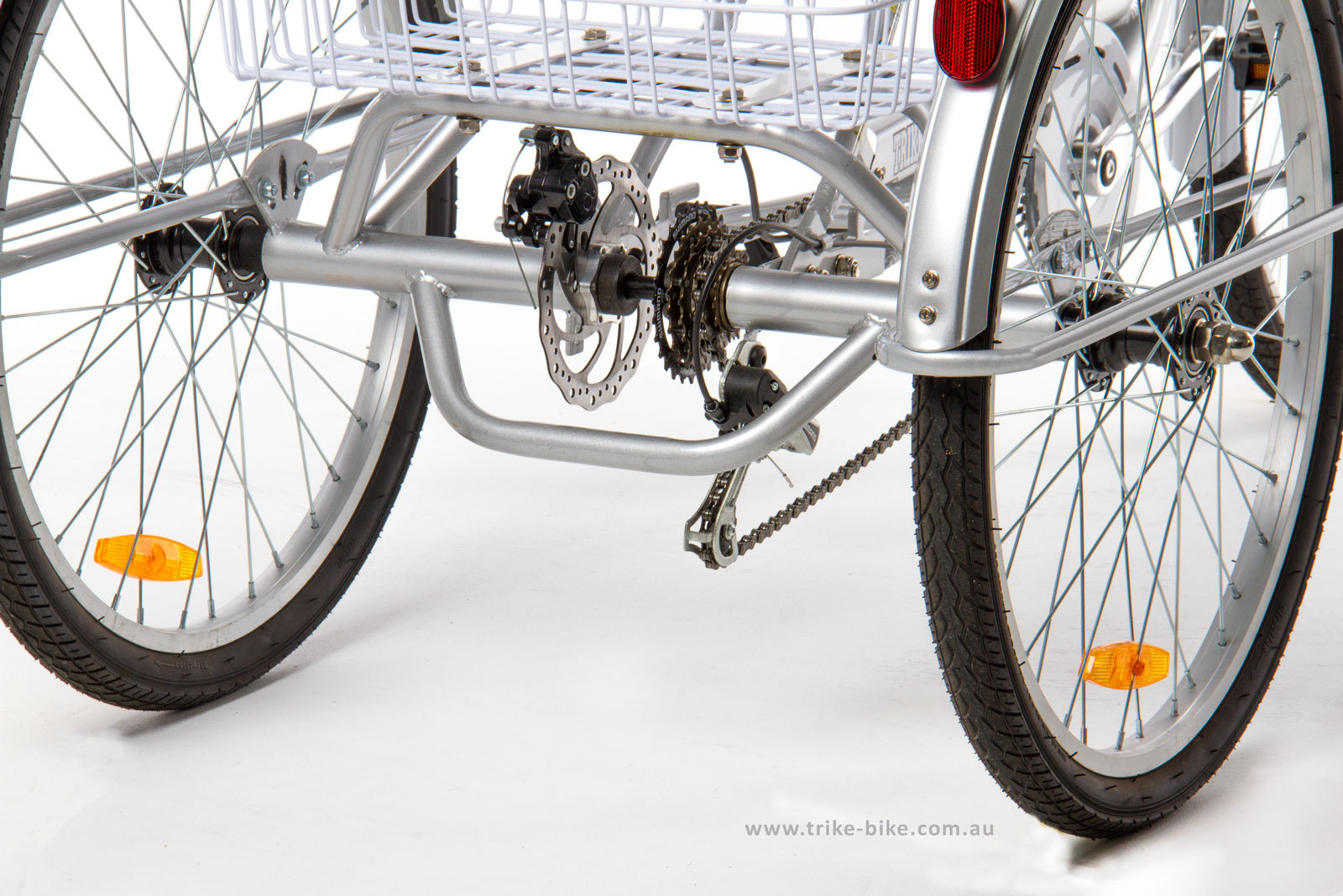 Trike Bike Adult Tricycle 24" Aluminium 3 Wheeled - 6 Gears & Baskets ...