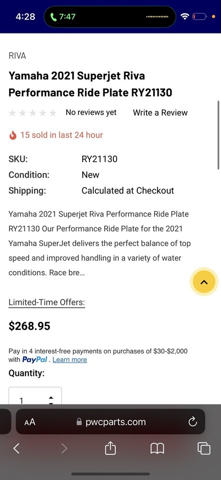 Riva Racing Yamaha Superjet Ride Plate | eBay