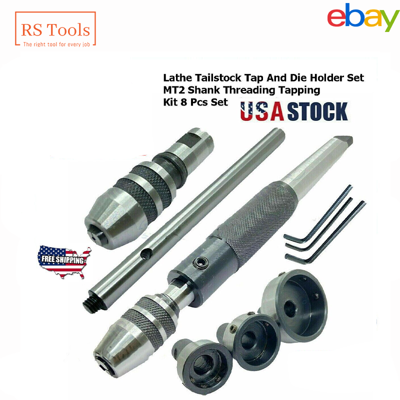 New Lathe Tailstock Tap And Die Holder Set 2MT Shank Threading Tapping ...