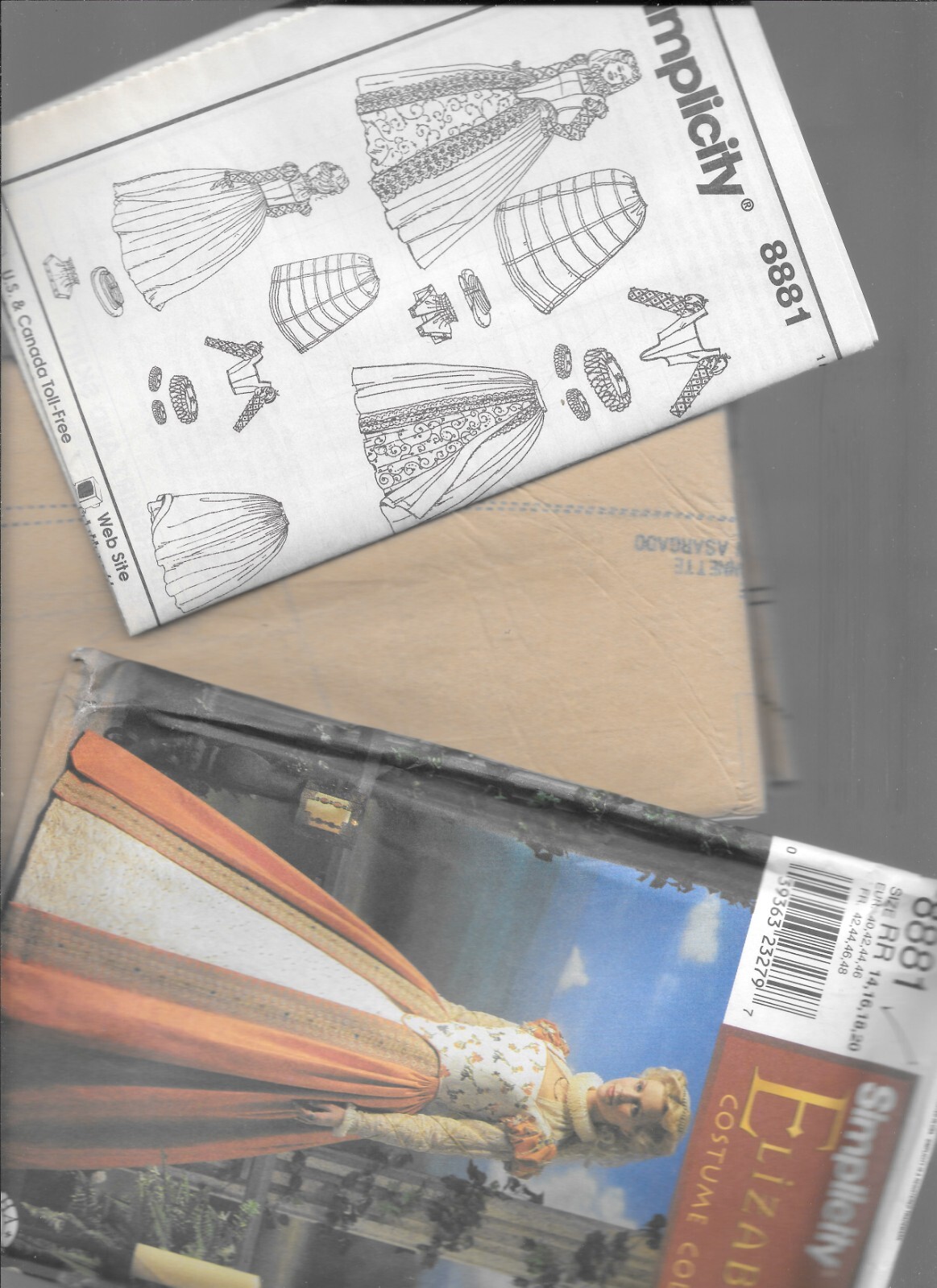 Simplicity 8881 Historical Elizabethan Costume Pattern Size RR Uncut ...