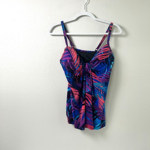 Miraclesuit Marina Tankini Top Size 8 Purple Pink Palm Underwire Bra ...