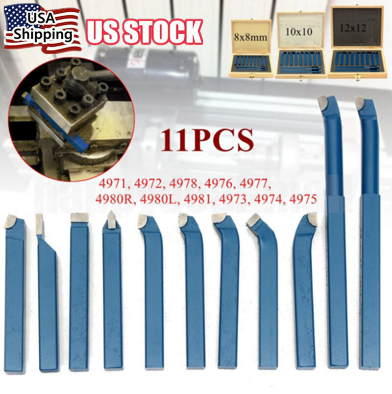 11Pcs 2/5'' 1/2'' Carbide Tip Tipped Lathe Metal Cutter Bit Turning ...