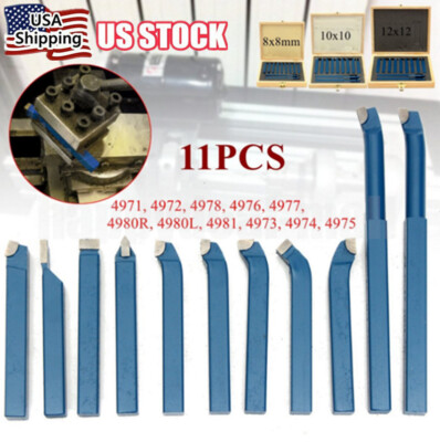 11Pcs 2/5'' 1/2'' Carbide Tip Tipped Lathe Metal Cutter Bit Turning ...