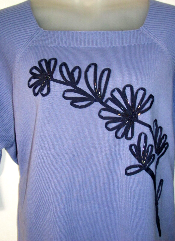NWT Womens KOOS OF COURSE Purple Beaded Embellished Flower Sweater 3X ...