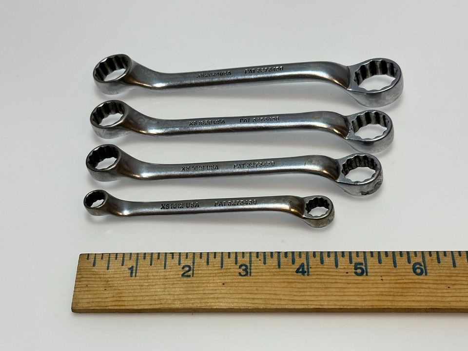 Snap-On Tools USA 4pc XS Series SAE Short Offset Box End Wrench Set Lot ...
