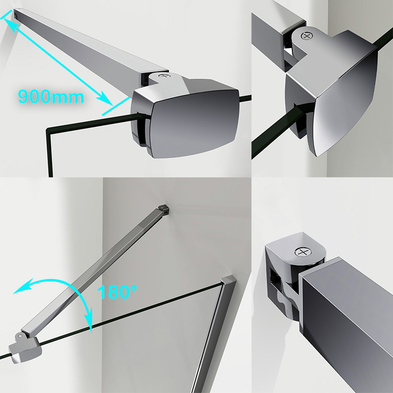 AICA Walk In Wet Room Shower Enclosure Screen Flipper 8mm Glass Panel ...