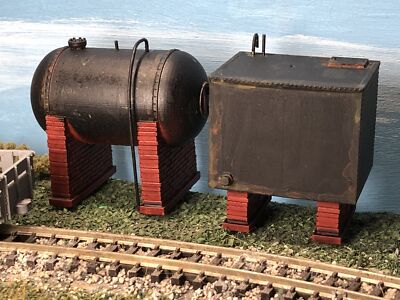 OO H0 OO9 Gauge Two Storage Tanks on brick supports for depot or yard ...
