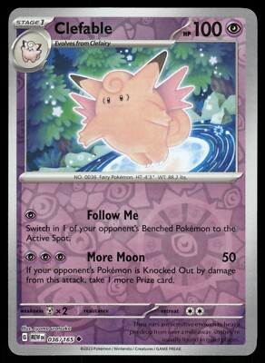 Clefable Reverse Holo NM 035/165 Scarlet & Violet 151 Pokemon Card | eBay