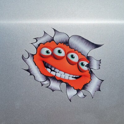 Cute Orange Monster Ripped Open Metal Vinyl Sticker Decal For Car Van ...