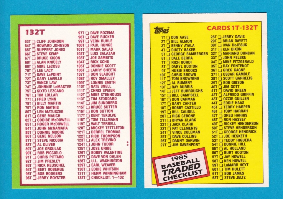 1985 TOPPS TRADED TEAM SETS - U Pick LOW PRICES YANKEES CARDINALS REDS ...