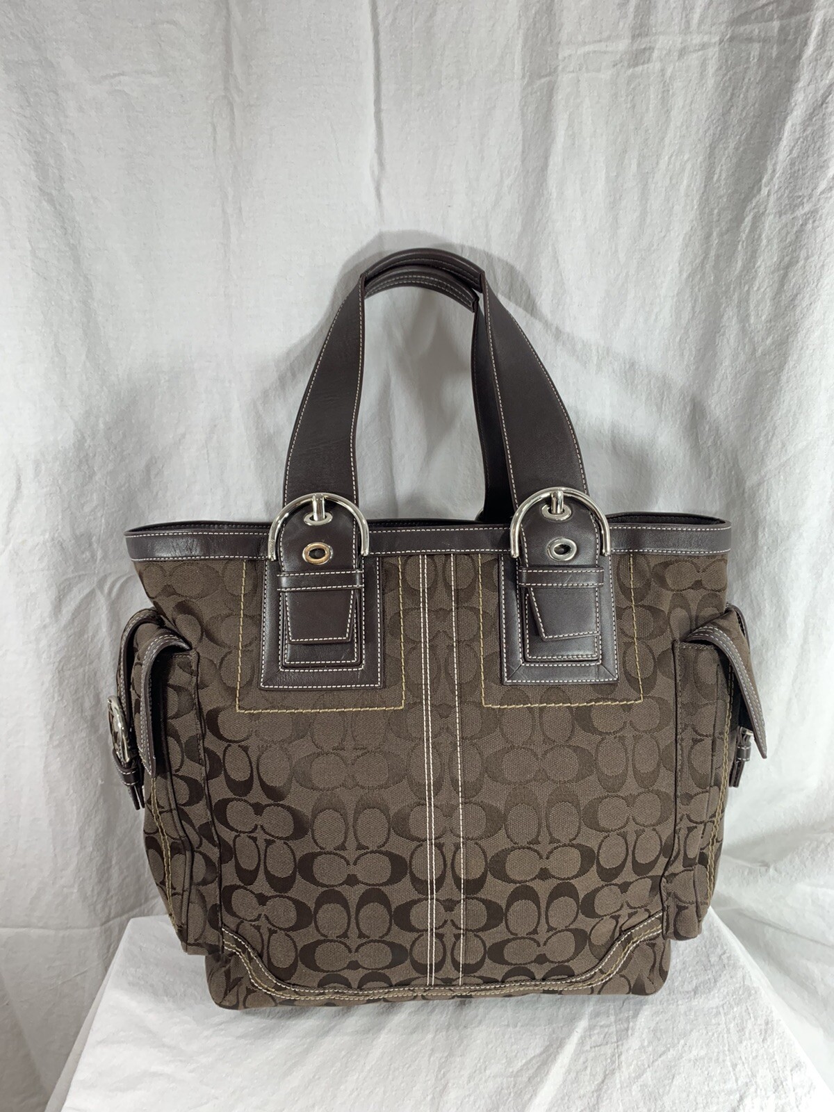 Genuine COACH 10080 Soho brown signature tote bag Lar… - Gem