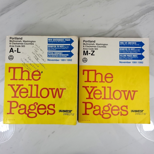 Portland OR 503 Yellow Pages 1991/92 Vintage Oregon Telephone Directory ...