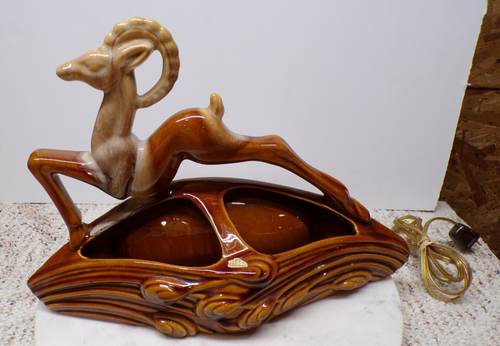 1950s WORKING Royal Haeger Gazelle Impala Deer TV Lamp Planter MId ...