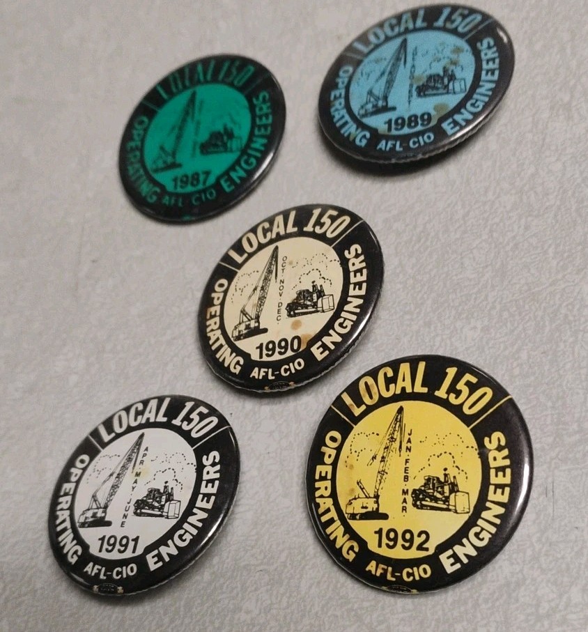 Five 5 Vintage Pins Local 150 Operating Engineers Union - Good Used ...