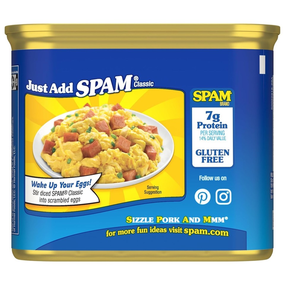 12 Ounce Pack of 12 SPAM Classic Canned Luncheon Meat Fully Cooked 180 ...