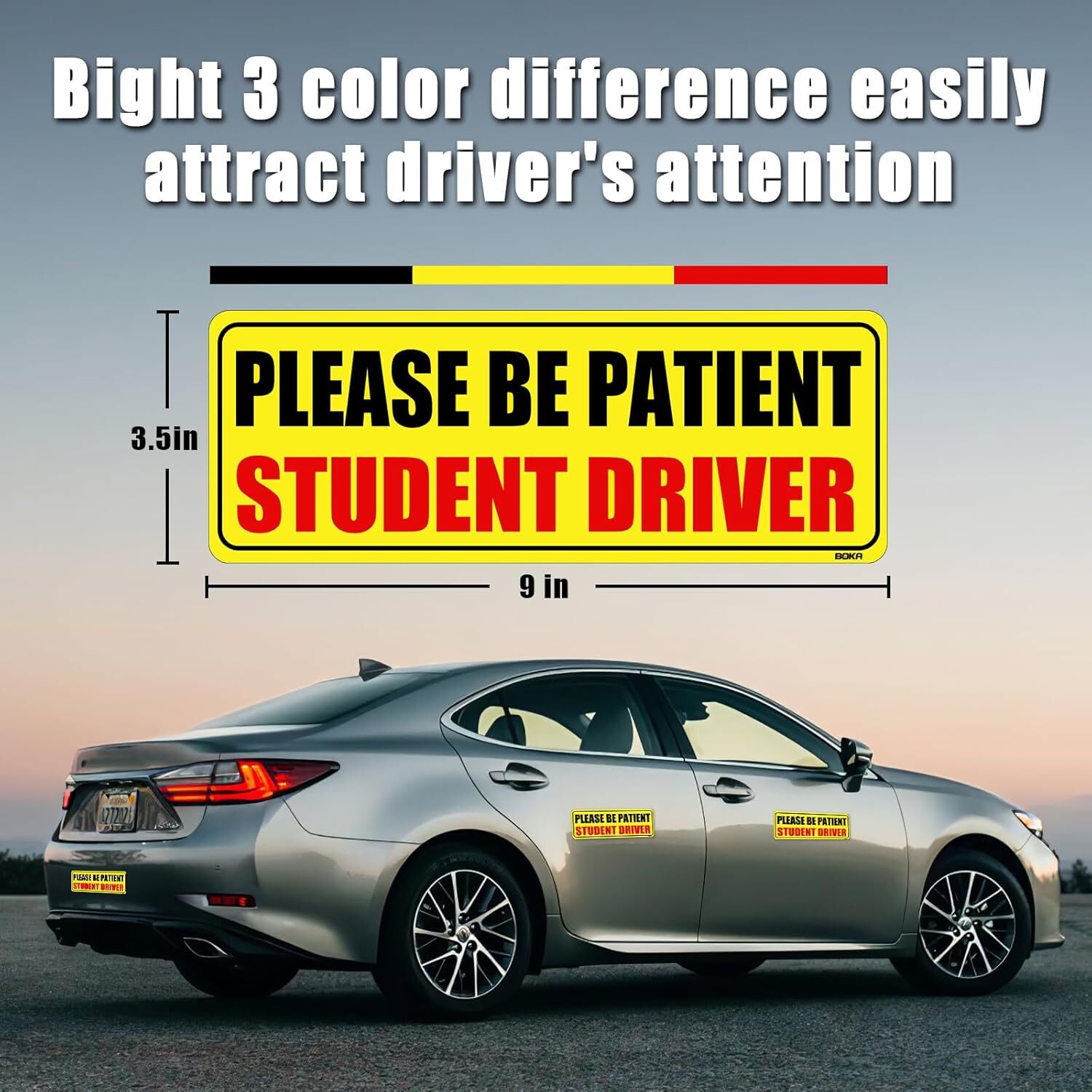 3x Student Driver Magnet Car Signs Please Be Patient Car Bumper Sticker ...