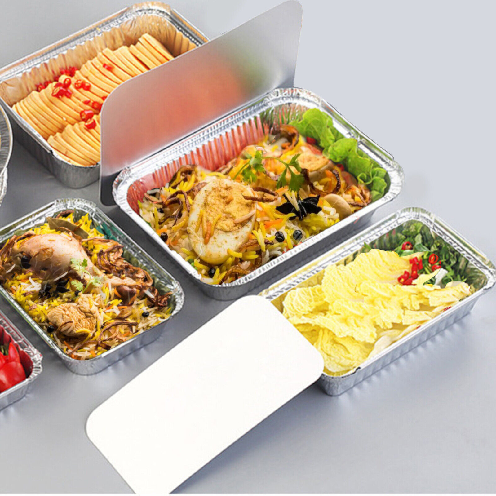 Foil Food Containers With Lids No.1 Aluminium Trays Takeaway Non-Toxic ...