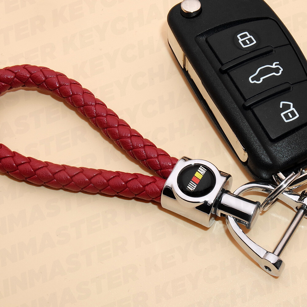 Red Weave Calf Leather Ralliart Logo Car Home Key Chain Ring Gift ...