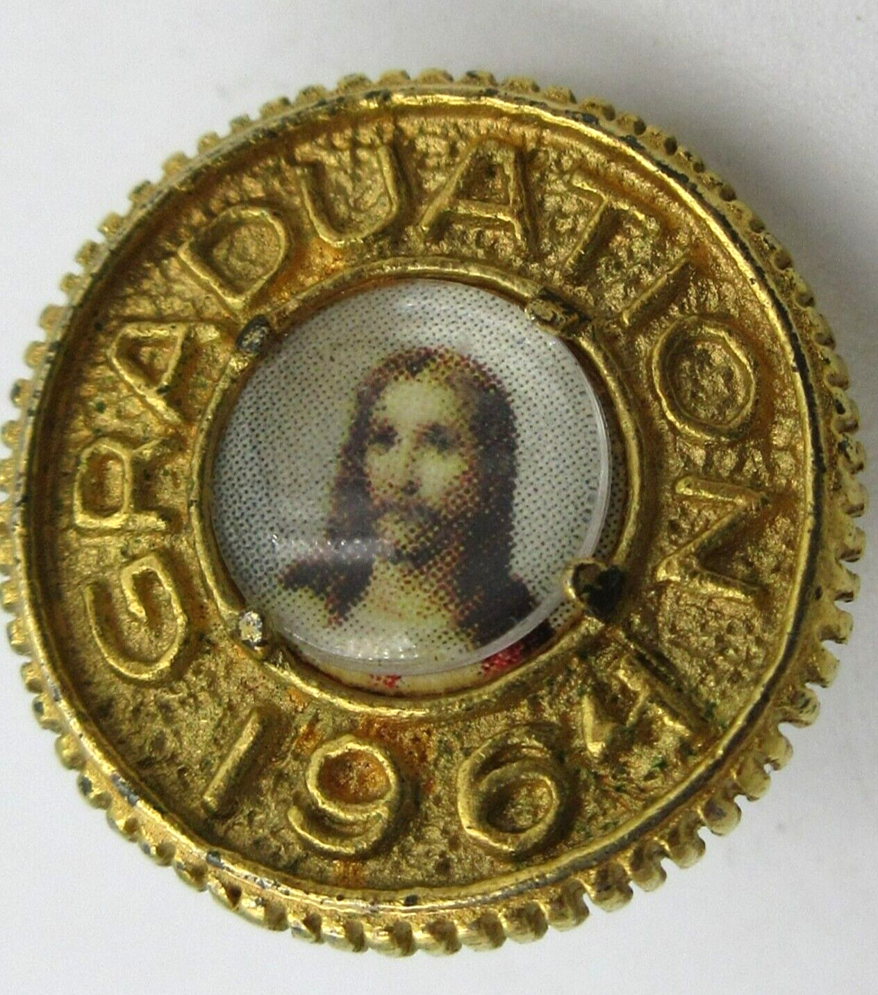 VTG JESUS CHRIST School GRADUATION 1964 Gold tone met… - Gem