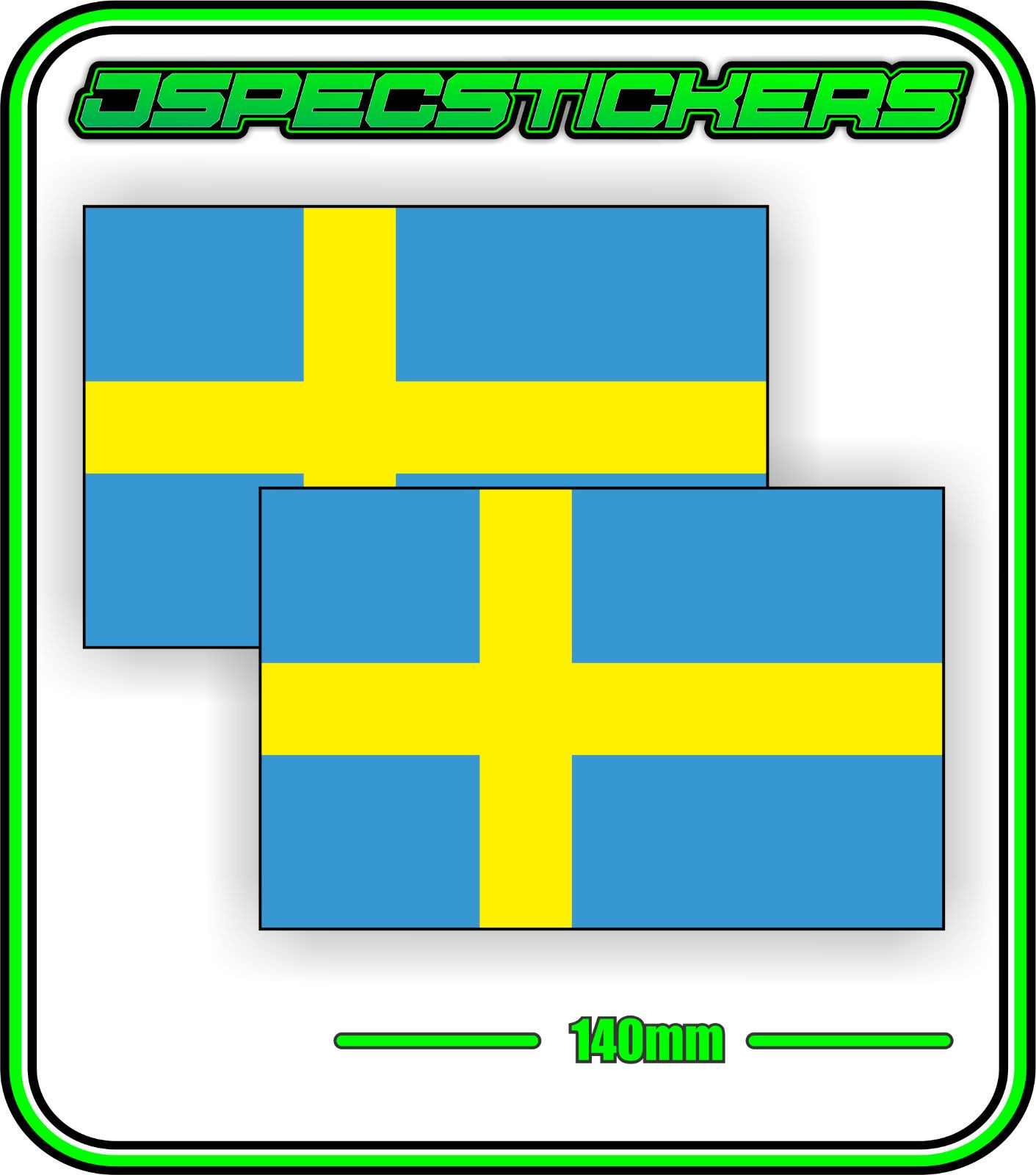 SWEDEN SWEDISH FLAG STICKER VINYL DECAL COUNTRY WINDOW BUMPER x2 140mm ...