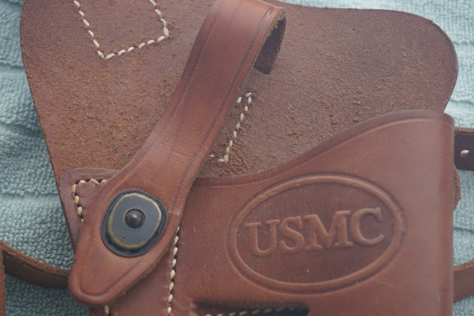 VINTAGE LEATHER USMC GUN HOLSTER MARINE CORPS | eBay