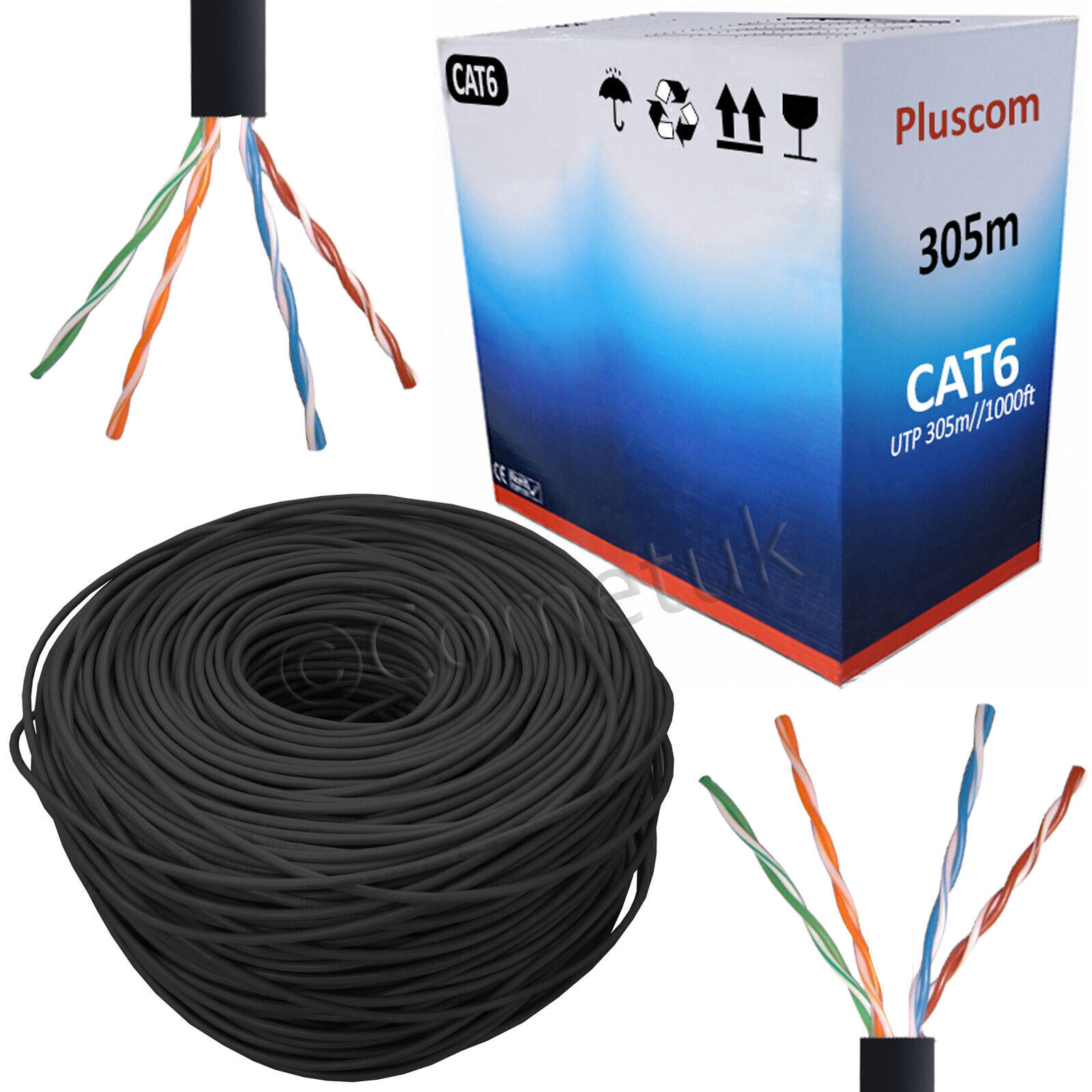 305M Cat6 Network Ethernet Cable RJ45 Lead UTP CCA Roll Reel Boxed ...