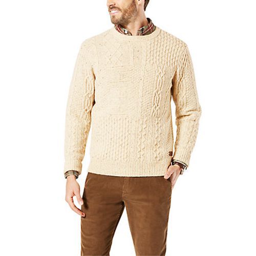 NEW + TAGS * DOCKERS * CREAM ARAN * HEATH * CHUNKY KNIT JUMPER SIZE L ...