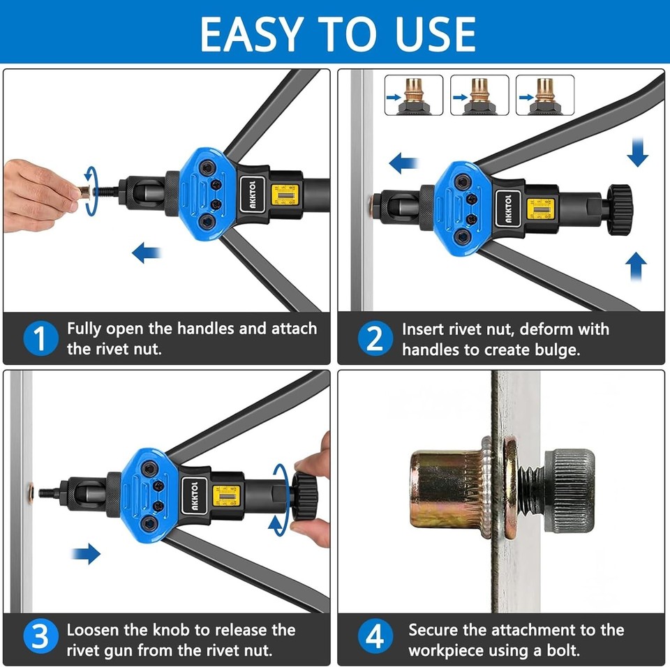 Rivet Nut Tool Rivnut Tool Kit Heavy Duty 16 Nutsert Tool Kit With ...