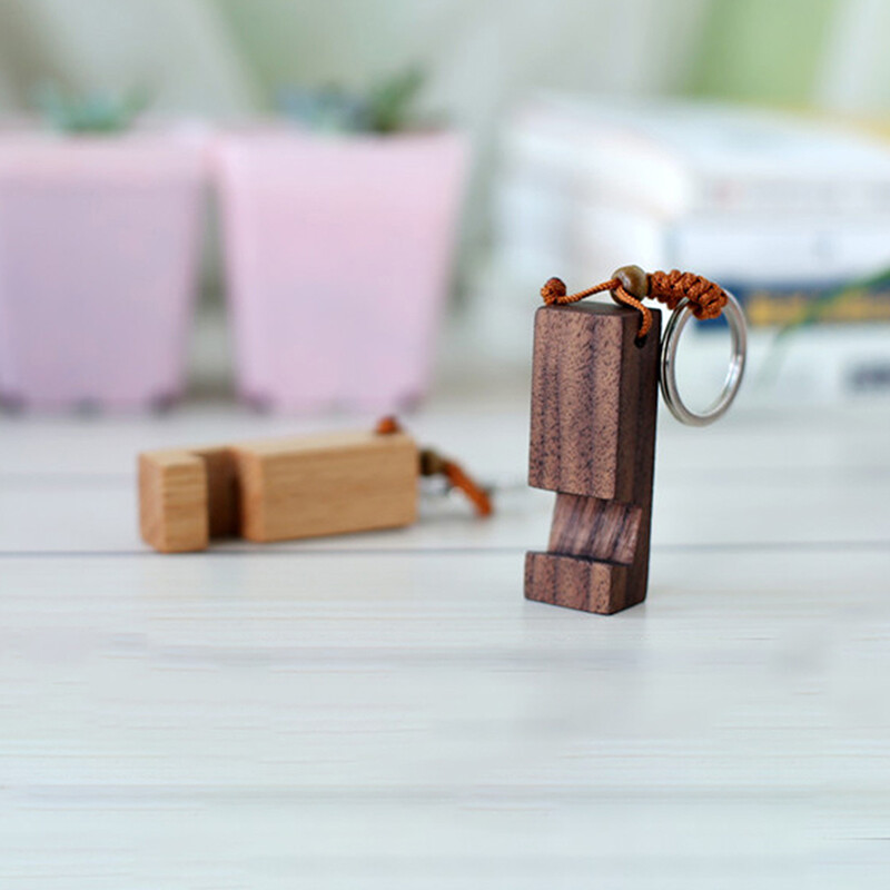 Creative Mobile Phone Bracket Keychain Wood Simple Desktop Square Phone ...
