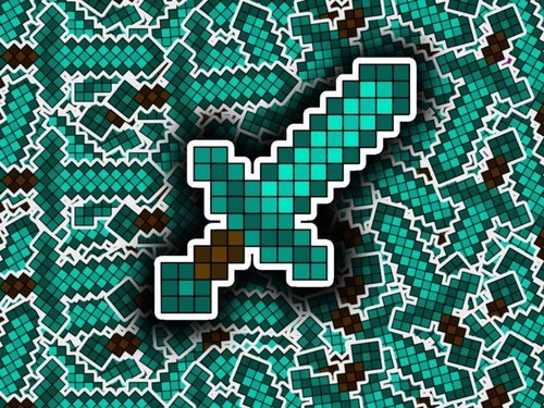 Minecraft Sword Blue Teal Diamond Game Fun Adventure Decal Sticker | eBay