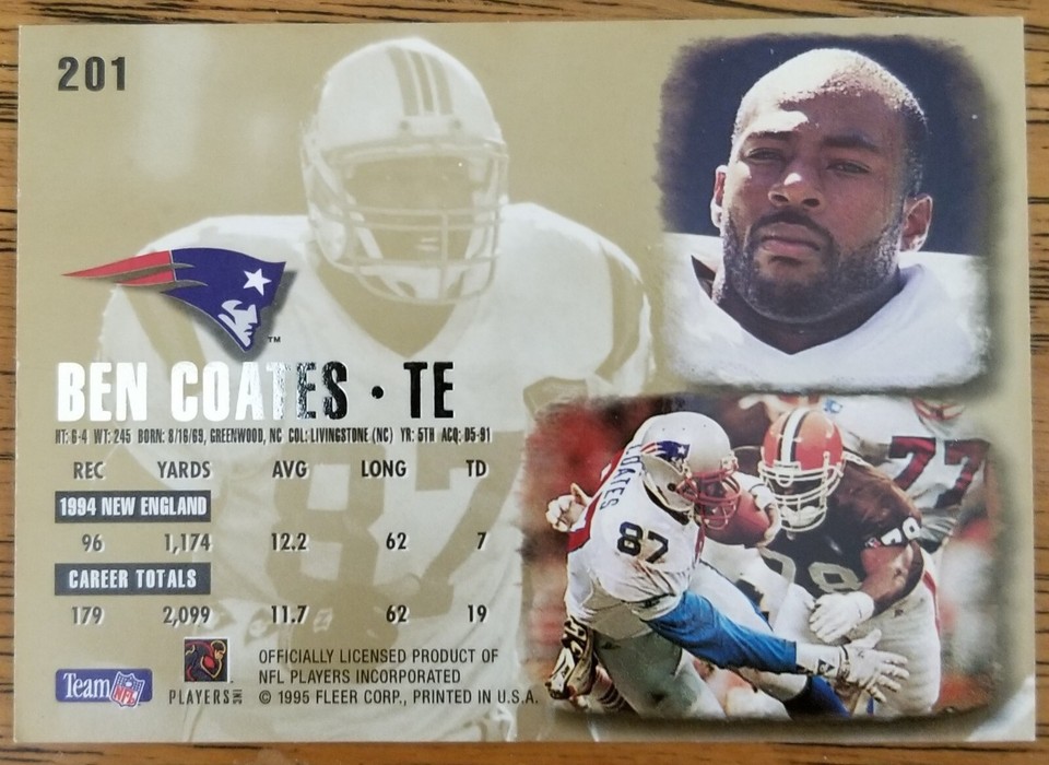 Ben Coates New England Patriots 1995 Fleer Football Card #201 Mint | eBay