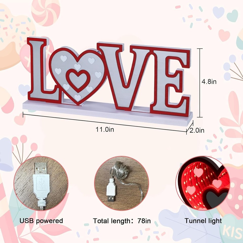 MEETYAMOR Valentines Day Decor, Love Sign Infinity Mirror Tunnel Light ...