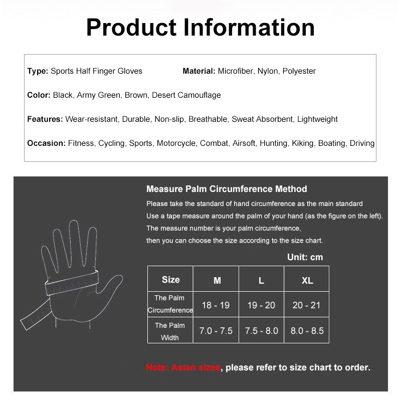 Motorcycle Motorbike Half Finger Gloves ATV UTV Racing Riding Cycling ...