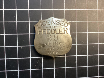 Rare Mich. 1893 peddlers badge first year issued By Geo, J Mayer ...
