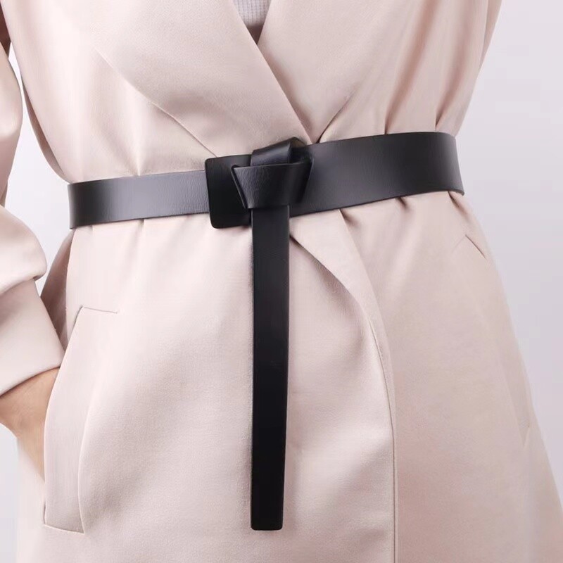 Women's Real Leather Waist Belt Wrap Around Self Tie Obi Cinch ...