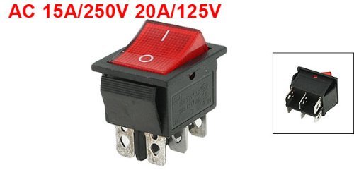 5pcs DPDT Red Indicator Light 6 Pin Rocker Switch 250VAC 15A/125VAC 20A ...