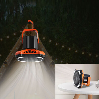 Camping Fan Rechargeable 4000mAh USB Type C Outdoor Tent Fan With LED ...