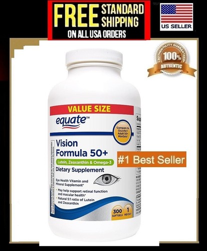 Equate Vision Formula 50+ (300 Soft Gels) Dietary Supplement omega 3 ...