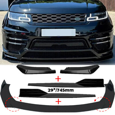 For Range Rover 2014-2019 Gloss Black ABS Front Bumper Chin Lip Spoiler ...