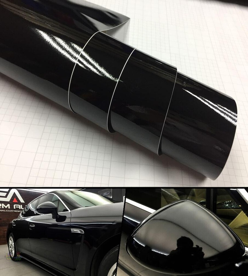 Full Roll 65FT x 5FT Car Black Glossy Vinyl Car Wrap Gloss Film Bubbles ...