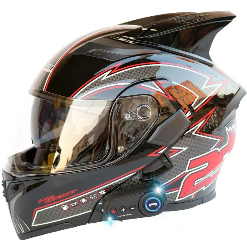 Motorcycle Double Lens Facelift Helmet Bluetooth Helmet Full Helmet ...
